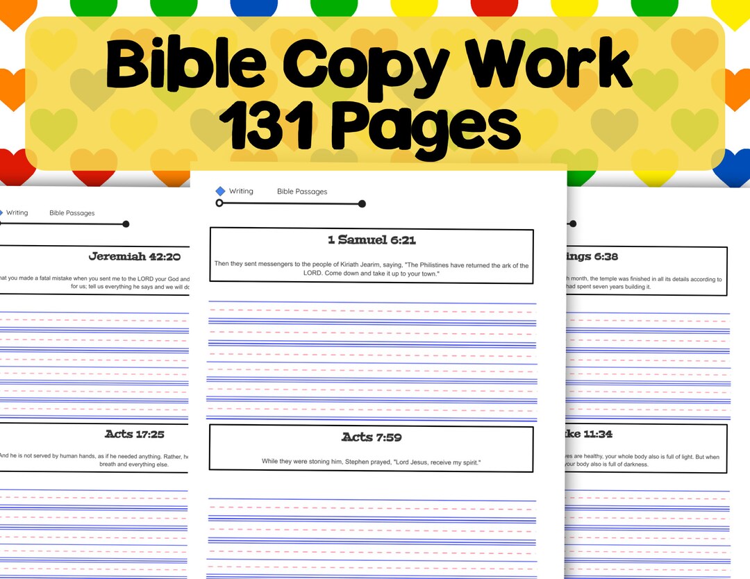 Bible Copy Work Worksheets Printable - Etsy