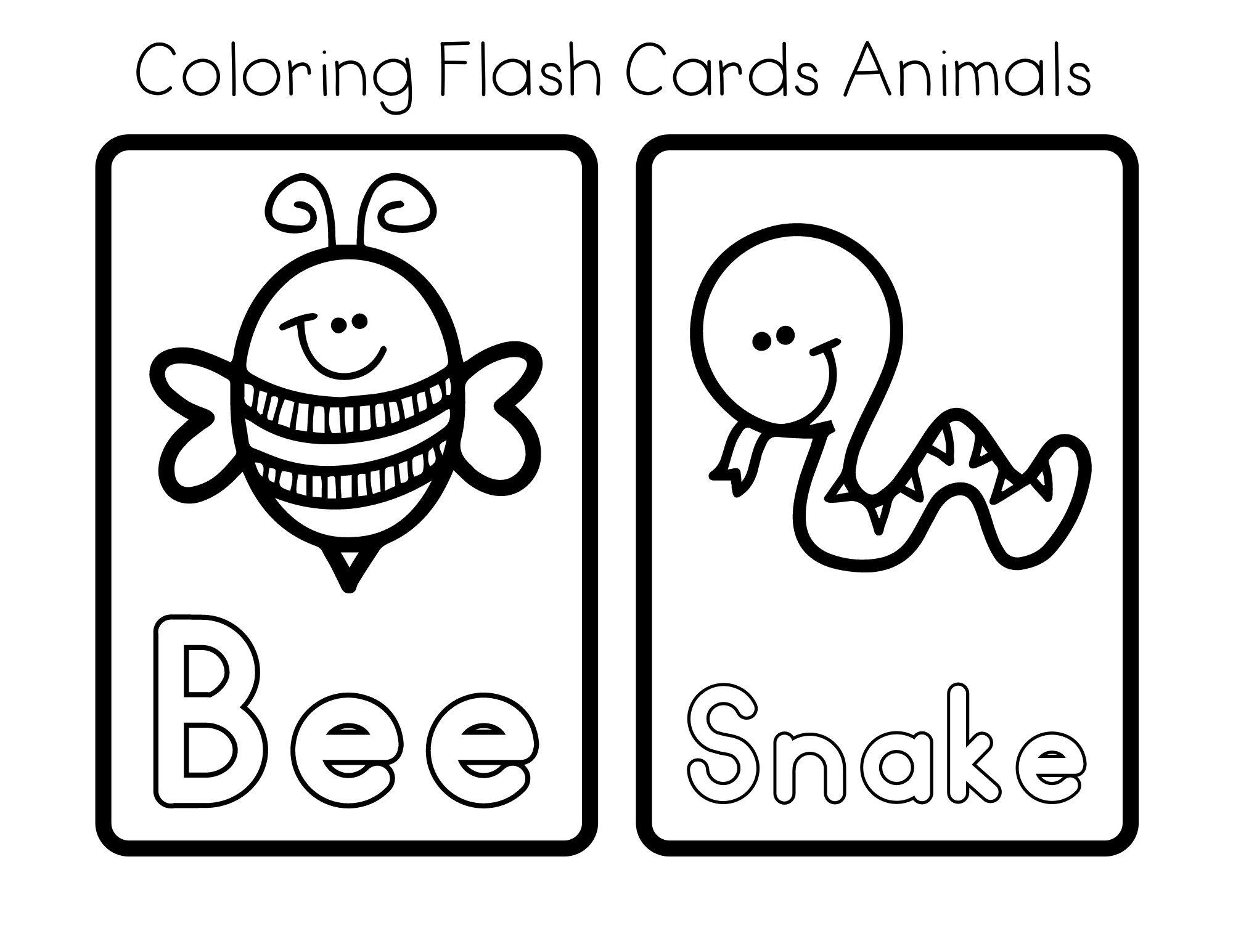 Animal Printable Coloring Flashcards - Etsy