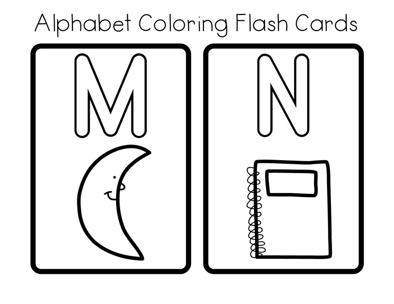 Alphabet Coloring Flash Cards - Etsy