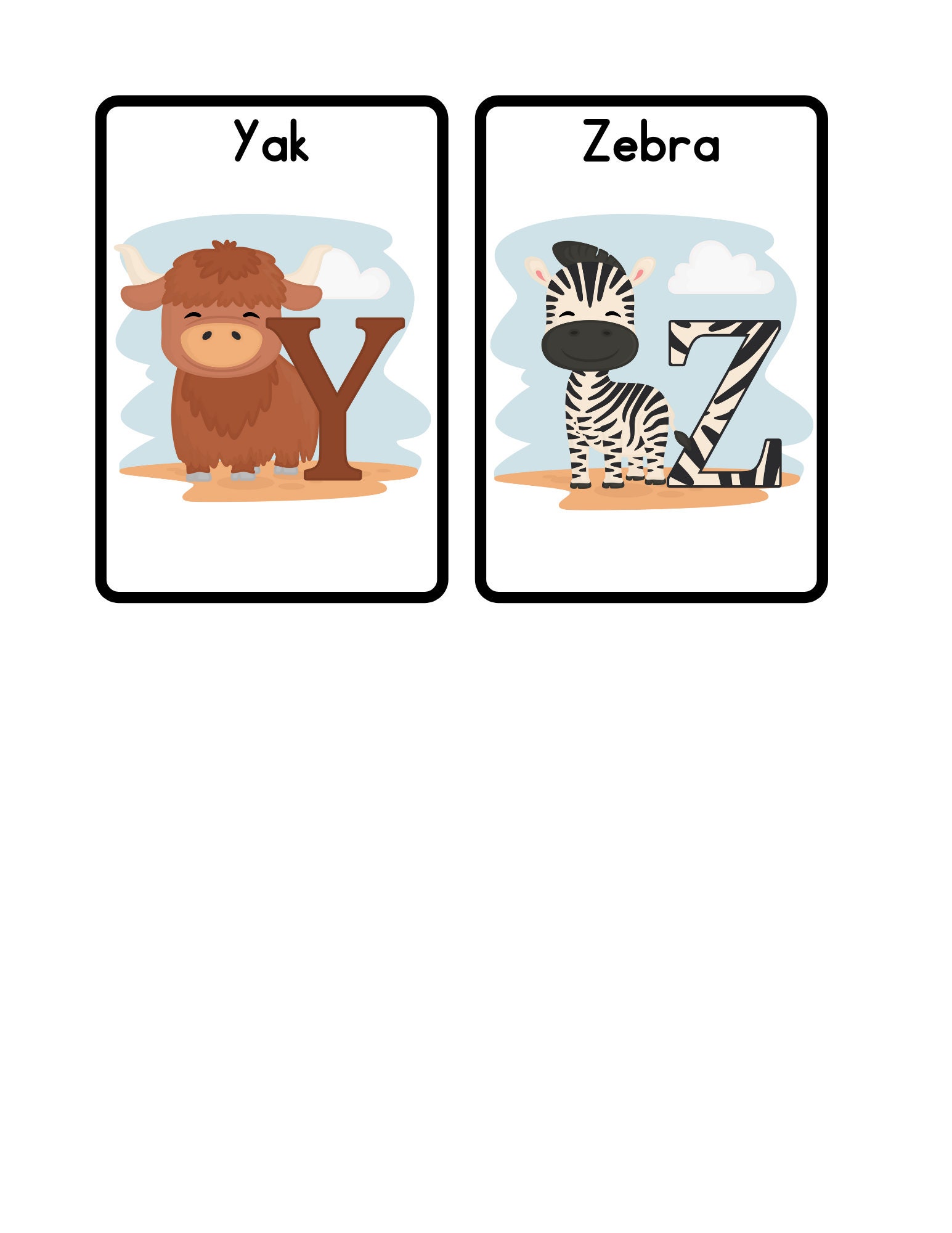 Animal Alphabet Printable Flashcards - Etsy