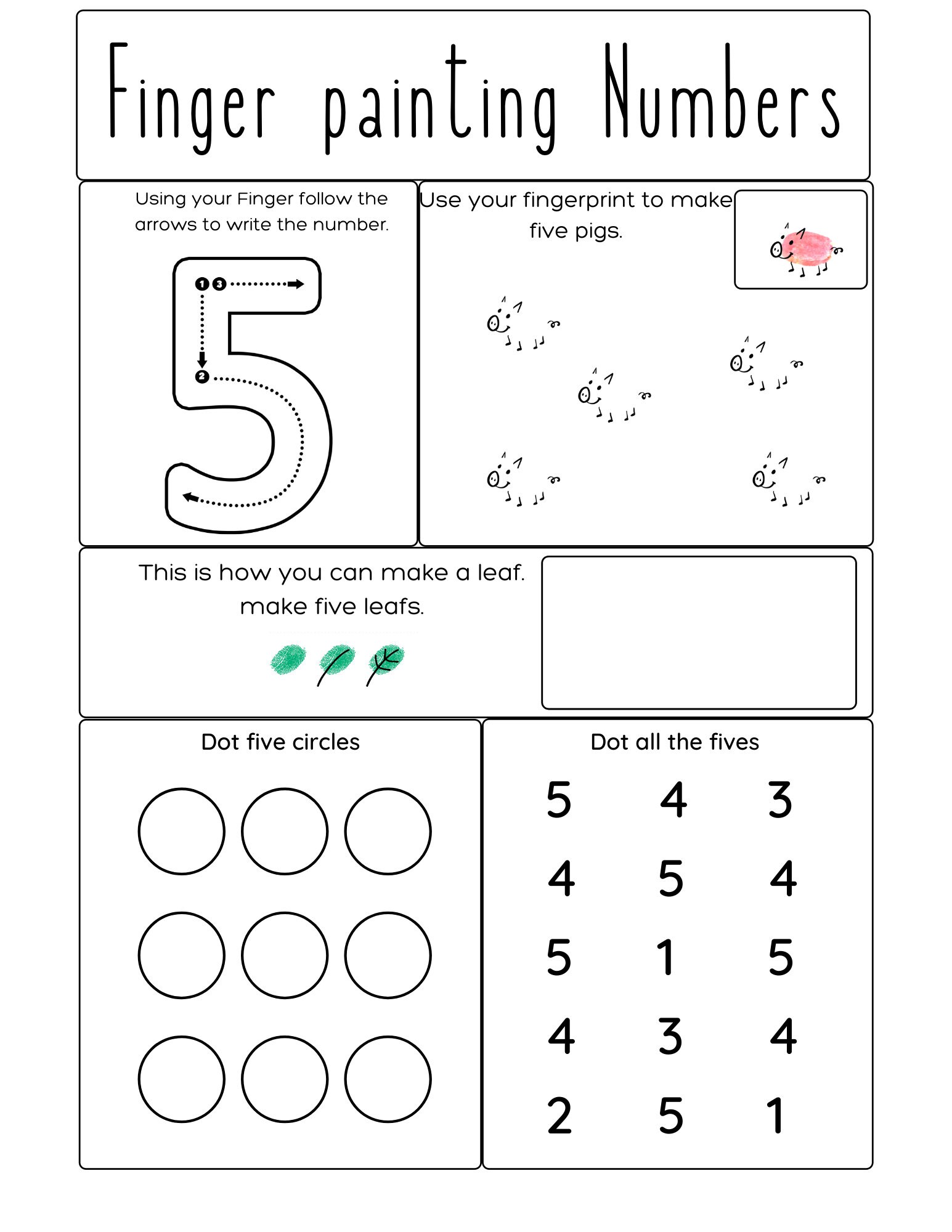 Finger Painting Counting Craft Printable - Etsy