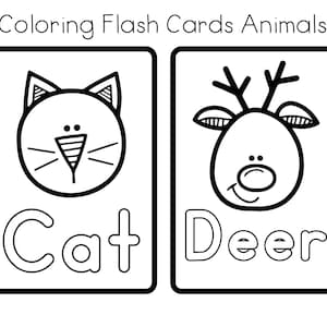 Animal Printable Coloring Flashcards - Etsy