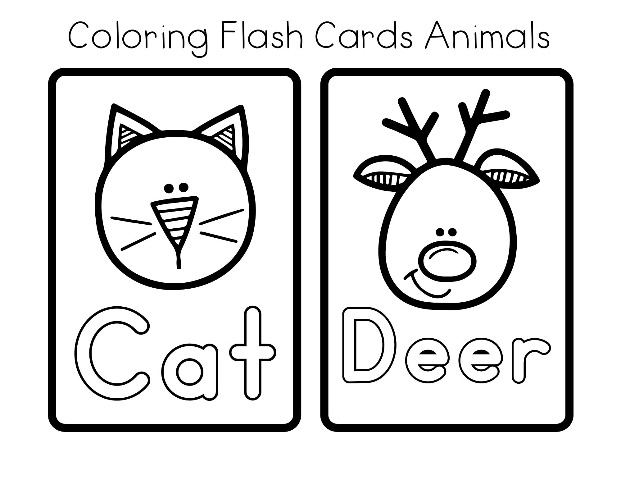 Animal Printable Coloring Flashcards - Etsy