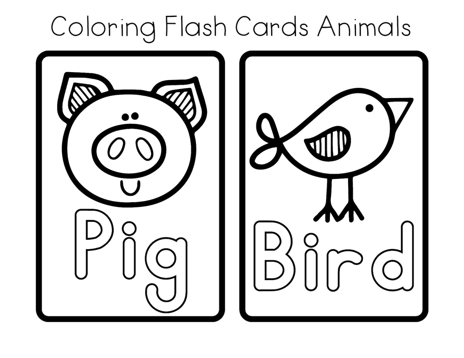 Animal Printable Coloring Flashcards - Etsy