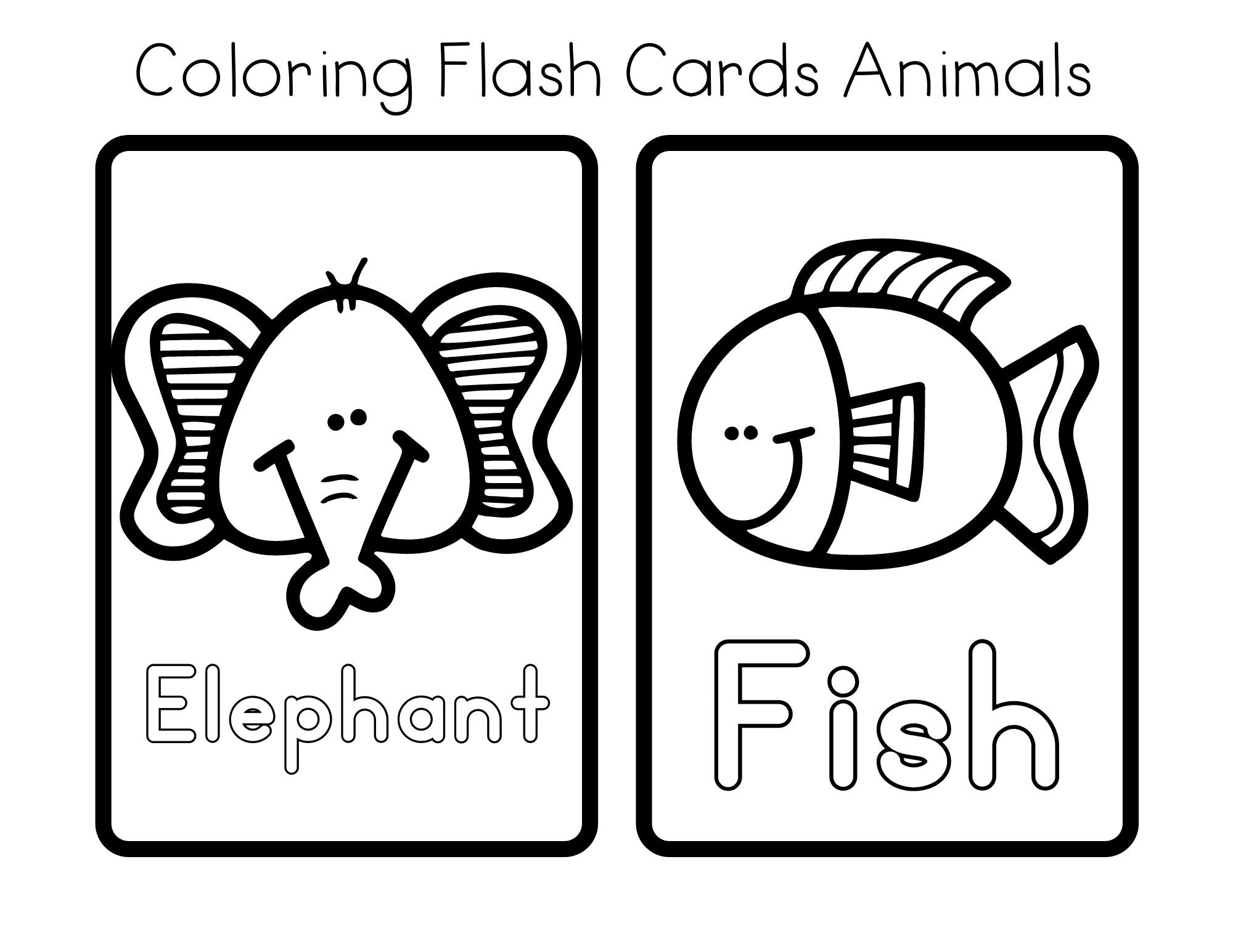 Animal Printable Coloring Flashcards - Etsy