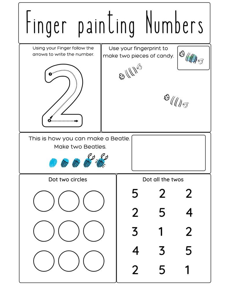Finger Painting Counting Craft Printable - Etsy