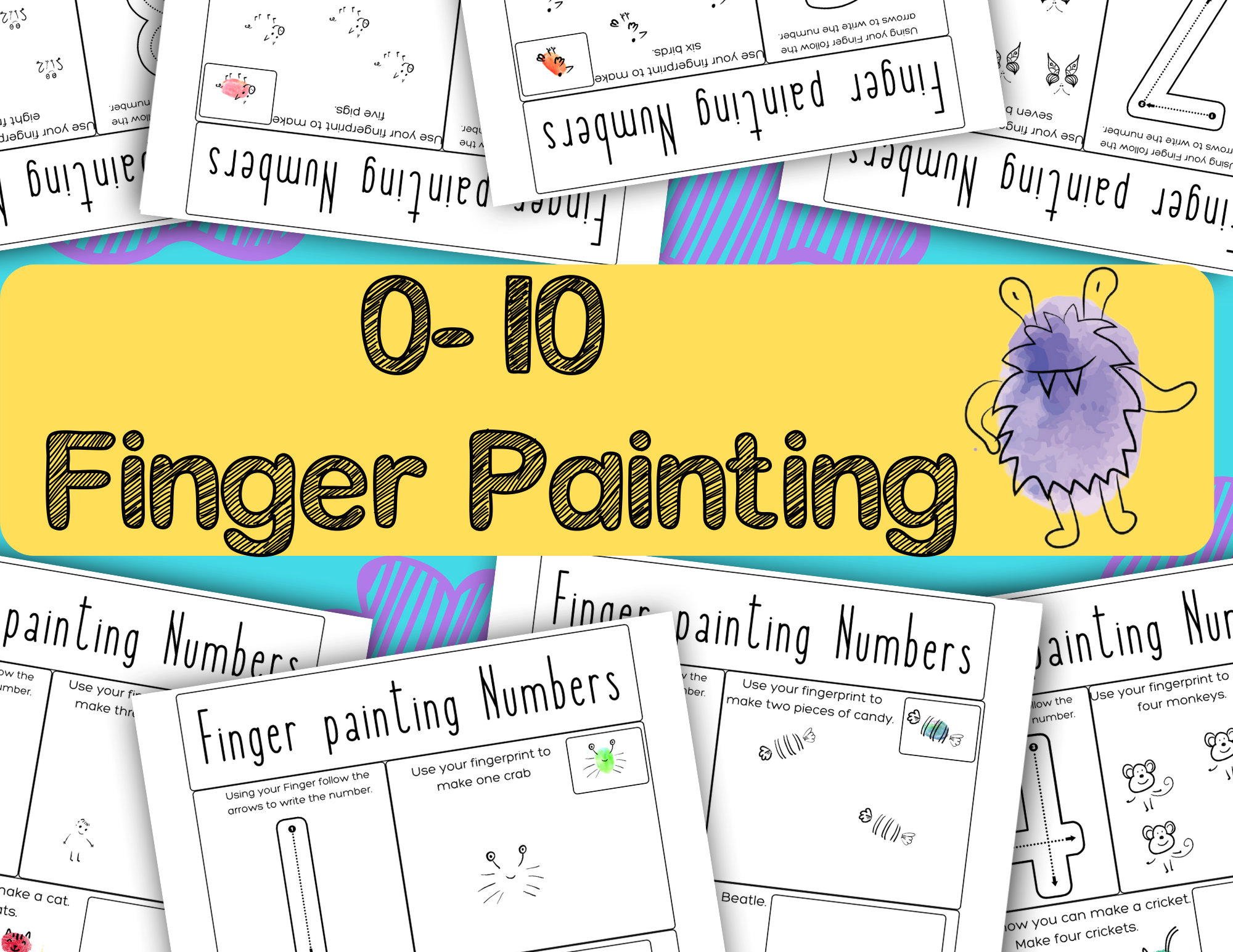 Finger Painting Counting Craft Printable - Etsy