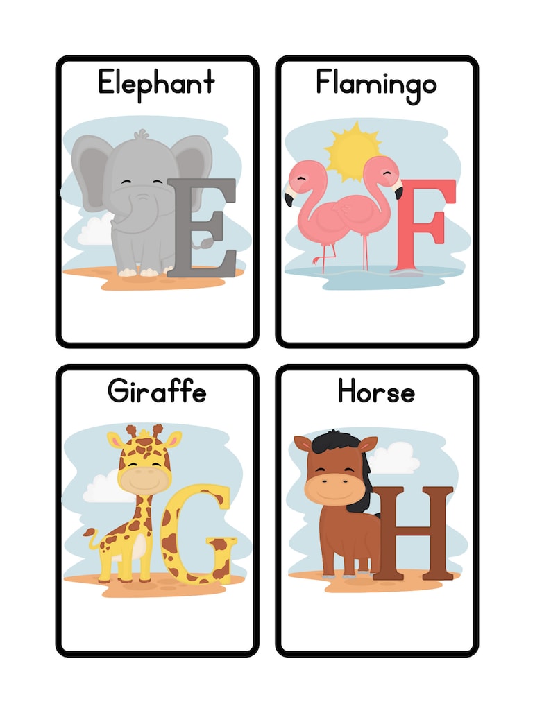 Animal Alphabet Printable Flashcards - Etsy