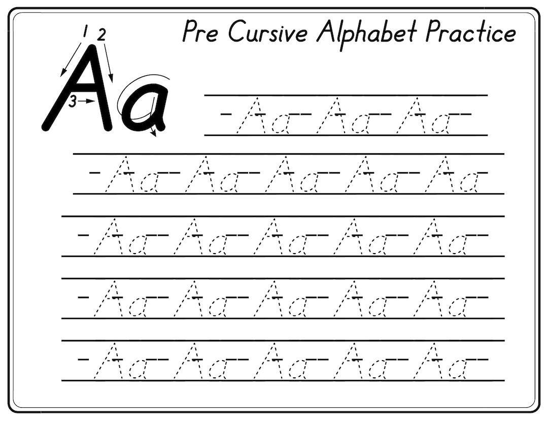 Pre Cursive Handwriting Practice - Etsy