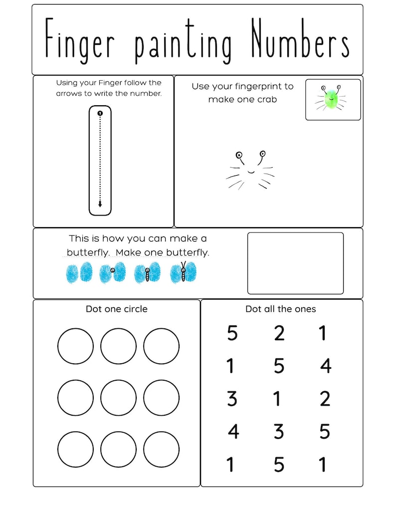 Finger Painting Counting Craft Printable - Etsy