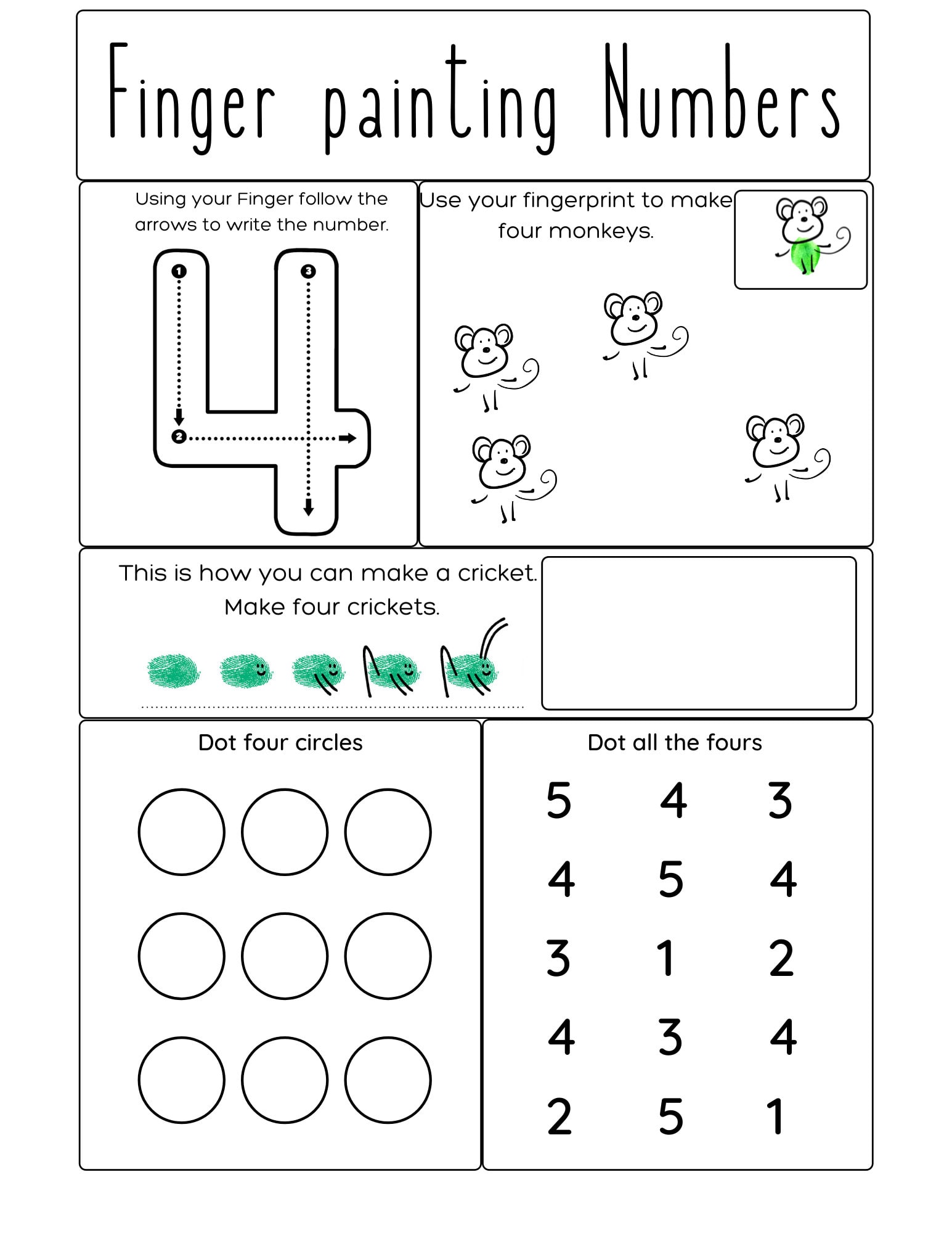 Finger Painting Counting Craft Printable - Etsy