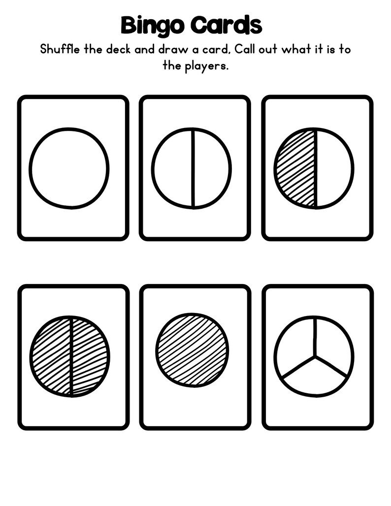 Fractions Bingo Math Printable. Educational Games - Etsy