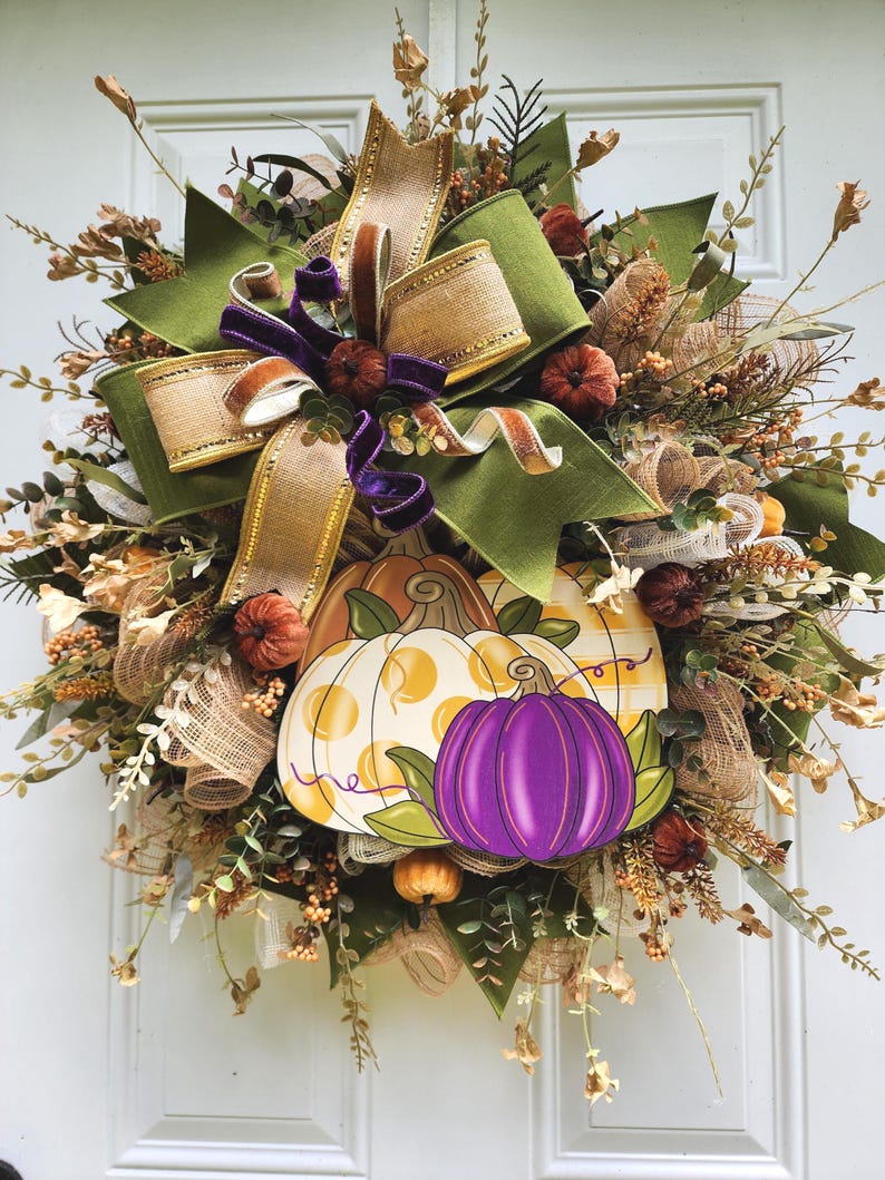 Fall Pumpkin Floral Wreath: Autumn Thanksgiving Door Decor - Etsy