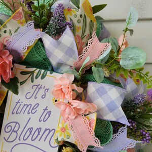 Spring Easter Bunny Floral Front Door Decor Wreath, Door Hanger, Wall ...