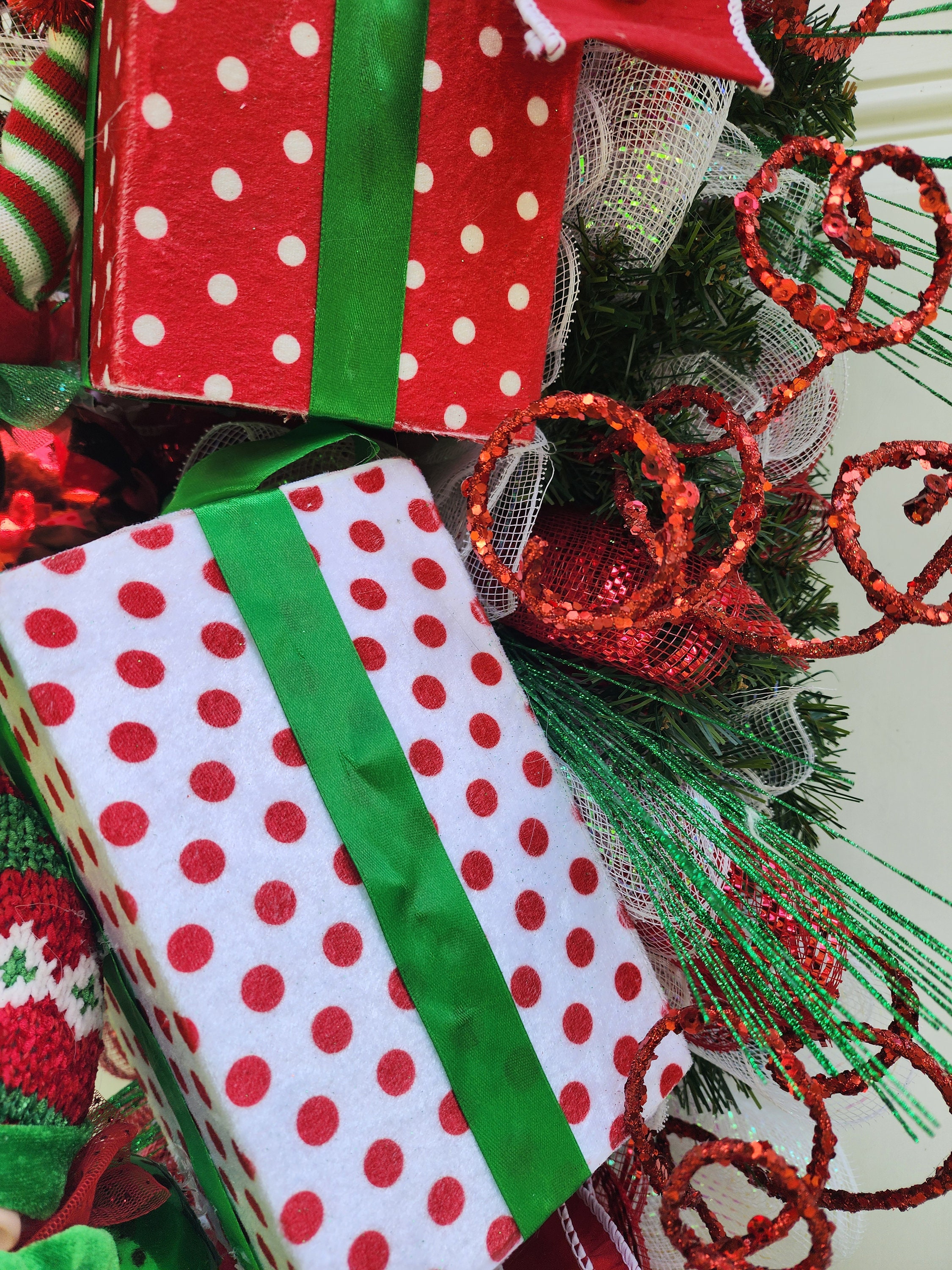 Christmas Elf Present Large Whimsicle Front Door Decor Swag, Door ...