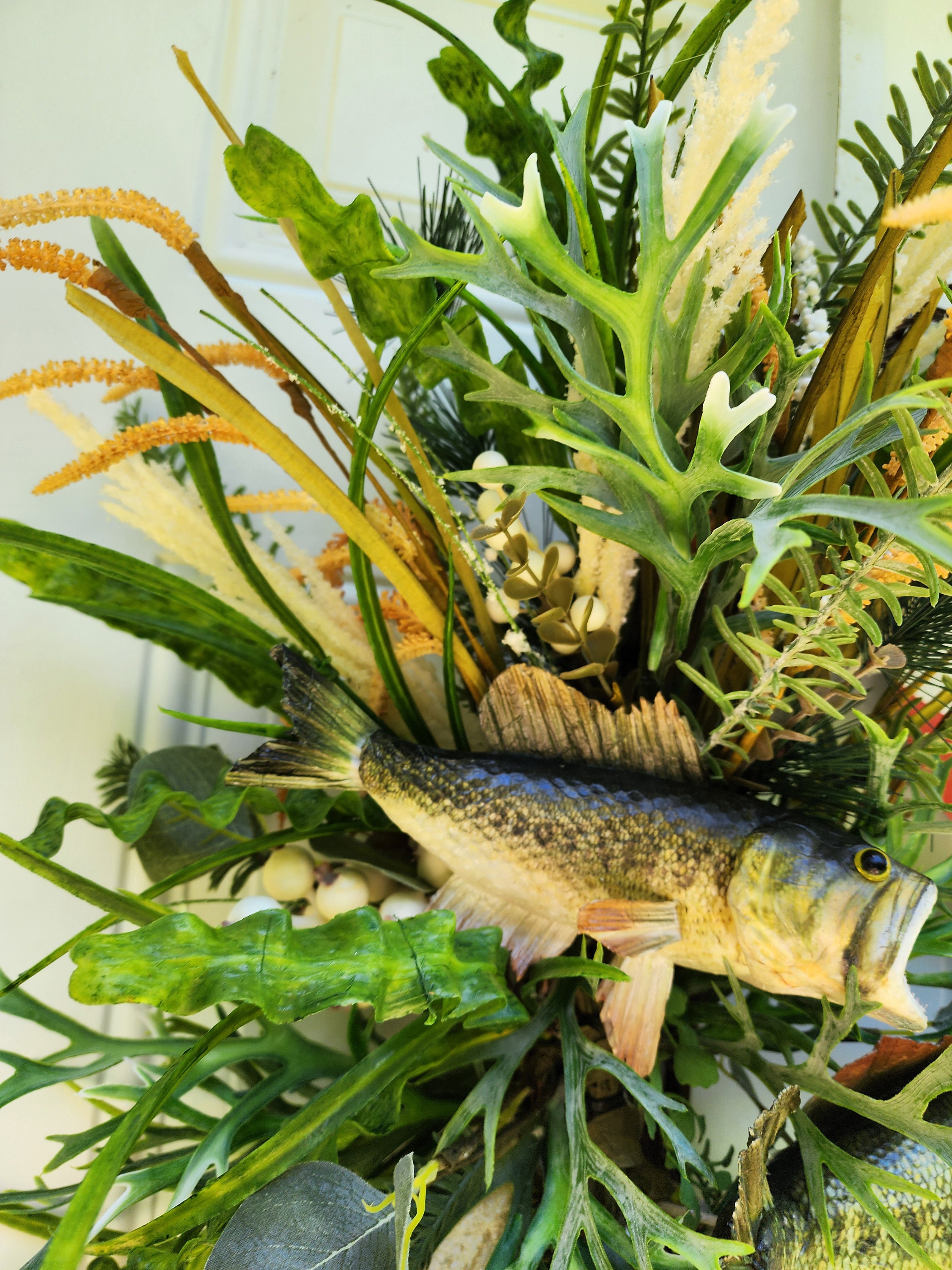 Fish Grapevine Wreath for Front Door, Everyday Summer Fishing Decor ...