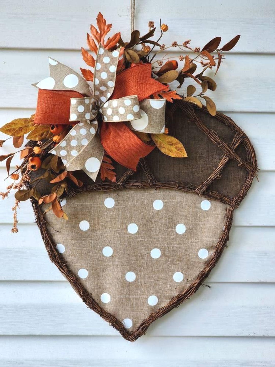 Fall Acorn Autumn Door Hanger Wreath, Thanksgiving Front Door Decor - Etsy