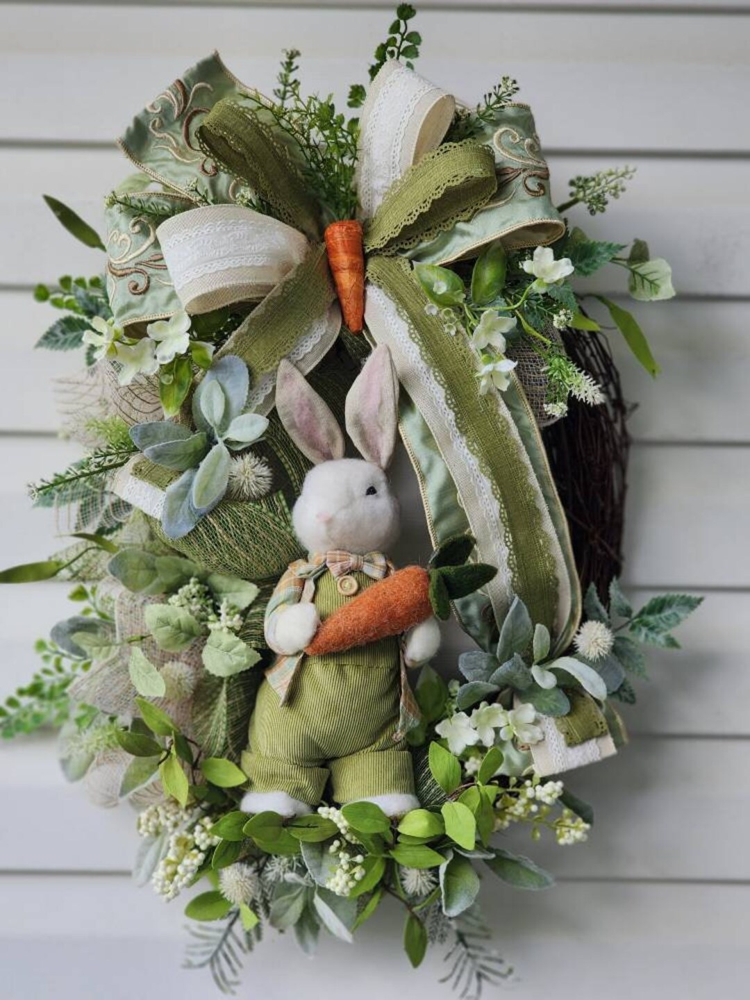 Easter Bunny Grapevine Wreath, Door Hanger, Farmhouse, Rustic, Wall ...