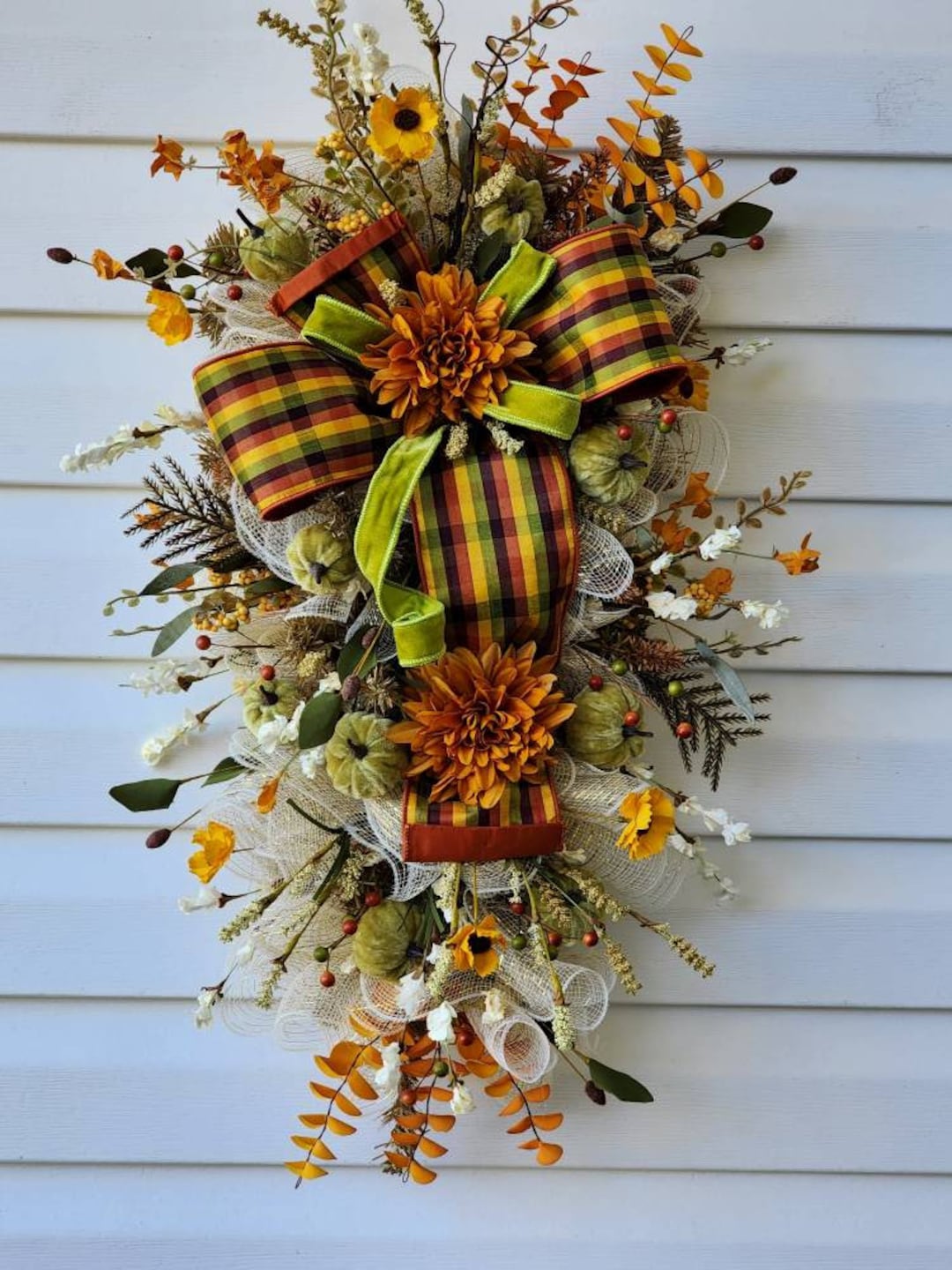Fall Autumn Pumpkin Swag Thanksgiving Front Door Decor - Etsy