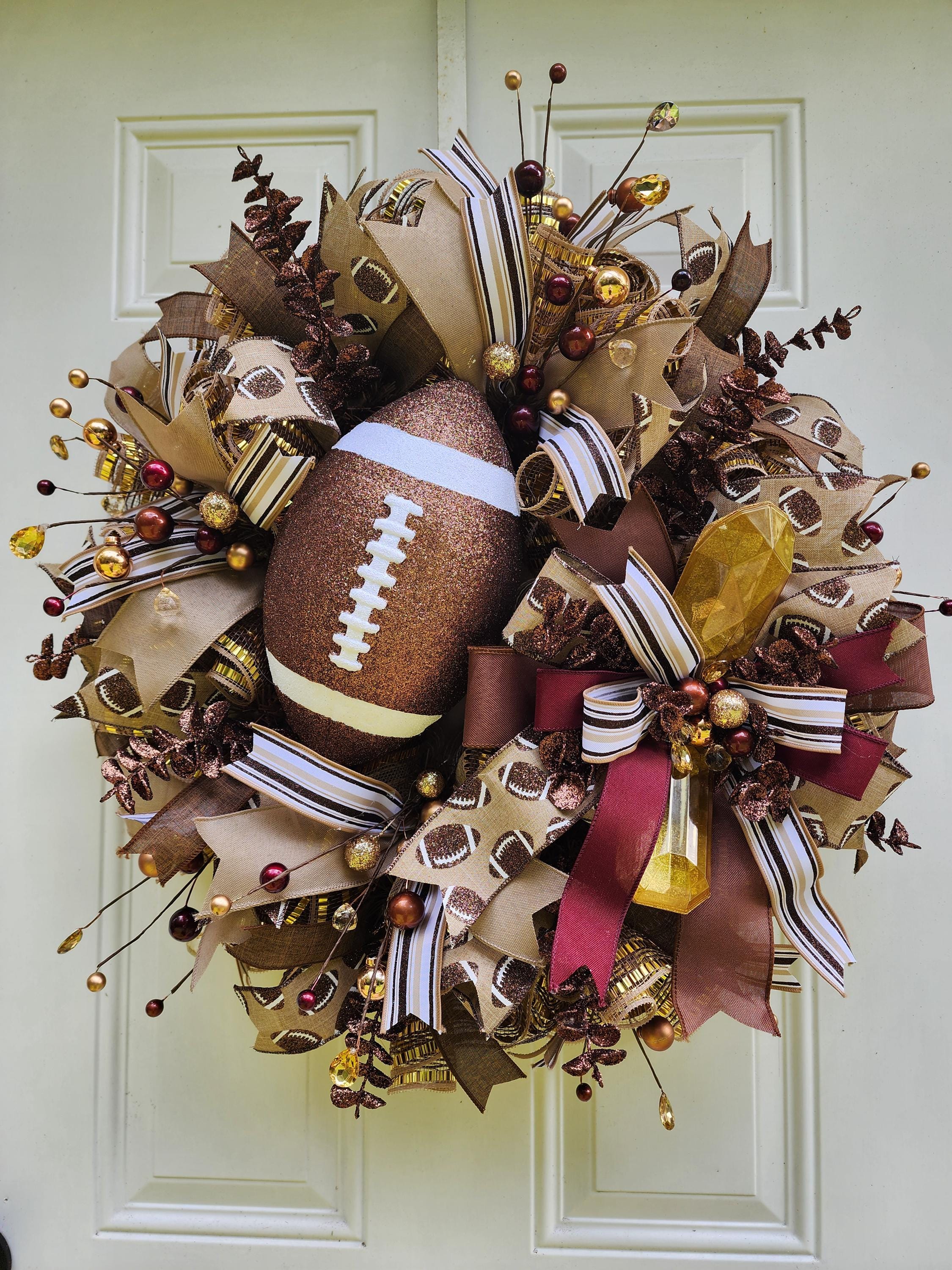 Football Sports Wreath Front Door Decor, Football Door Hanger, Wall ...