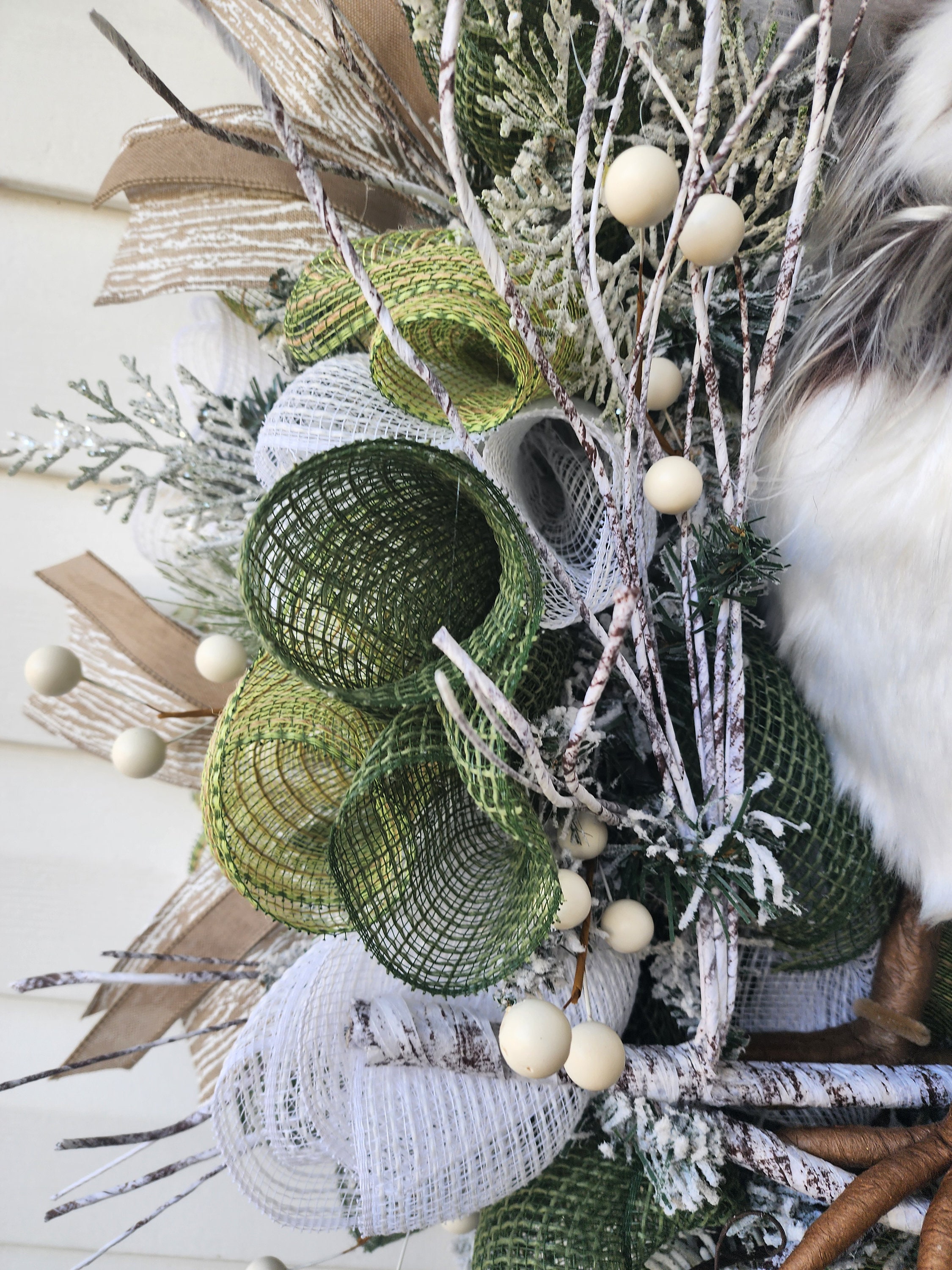 Christmas Winter Woodland Snow Owl Front Door Decor, Farmhouse Door ...