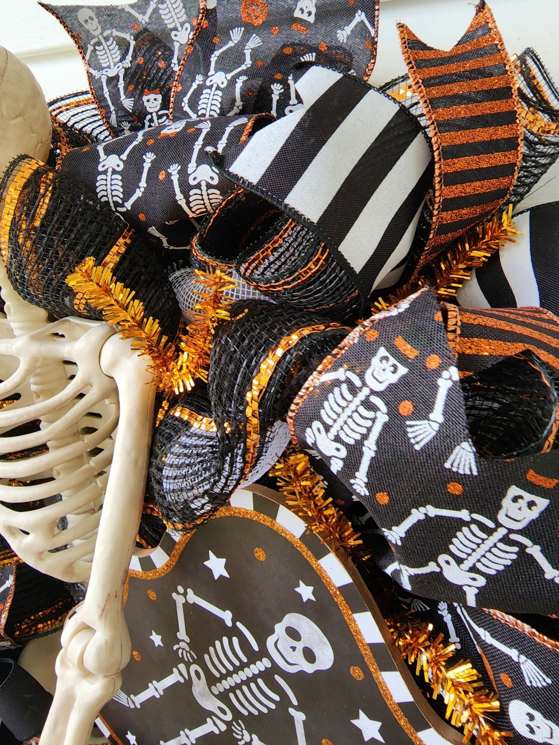 Halloween Wreath Skeleton Wreath Front Door Decor Wreath - Etsy