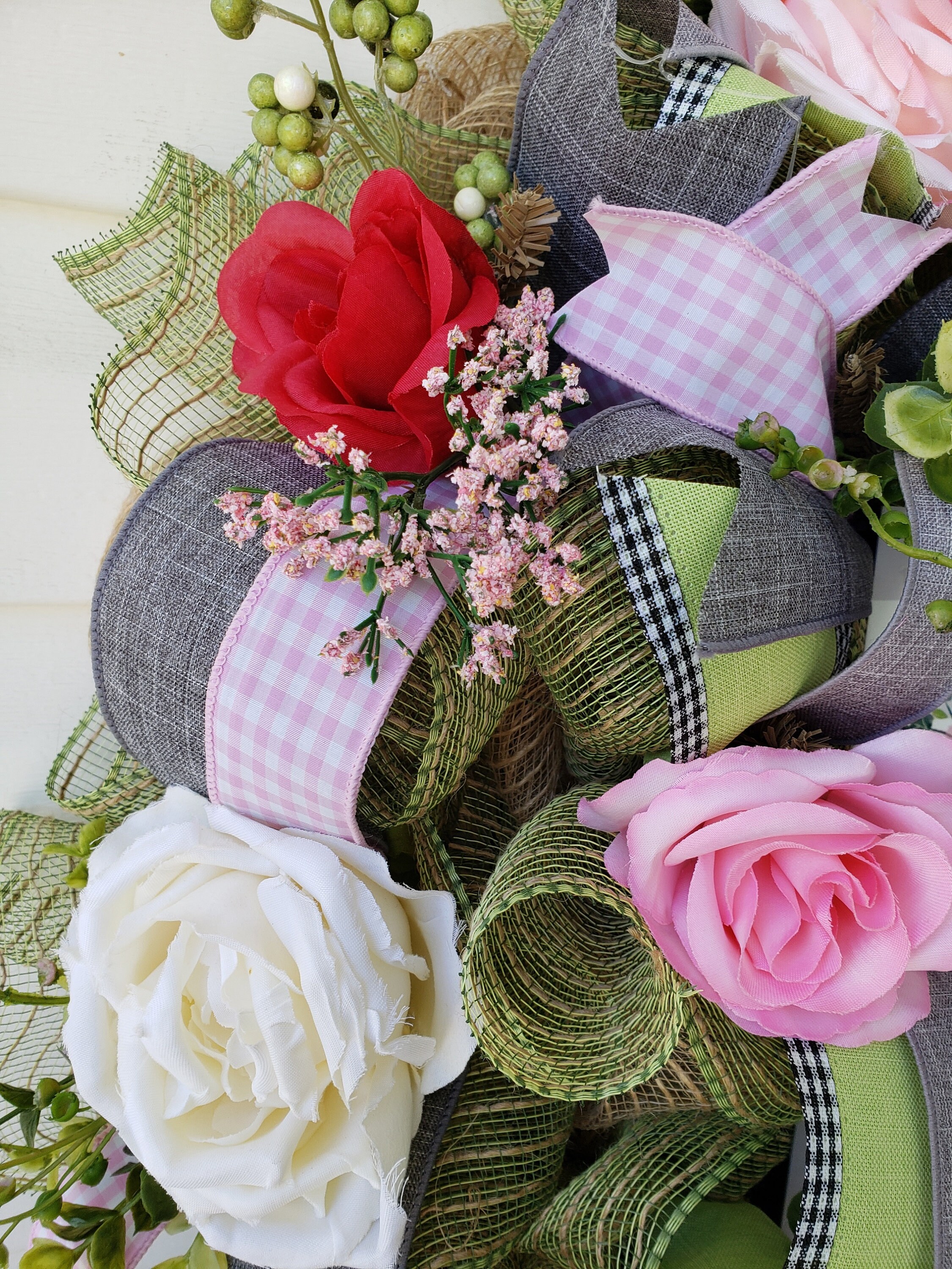 Pink Floral Welcome Spring Everyday Romantic Rose Wreath for - Etsy