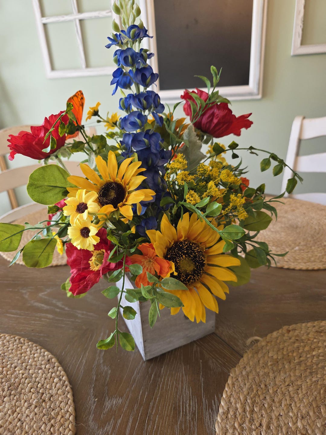 Sunflower Floral Centerpiece, Spring Tabletop Decor, Summer Table ...
