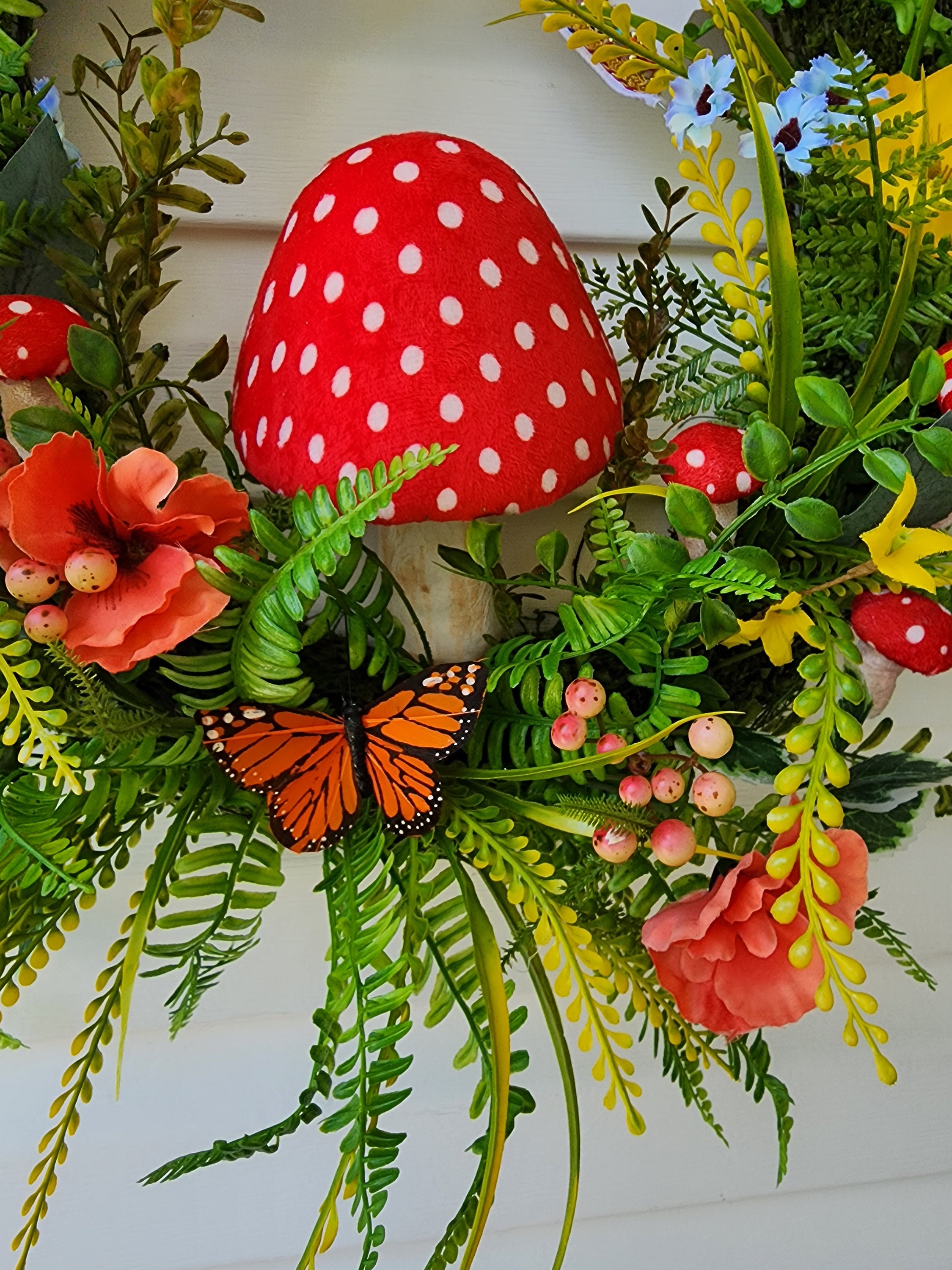 Whimsical Mushroom Moss Wreath, Woodland Spring Summer Door Decor - Etsy