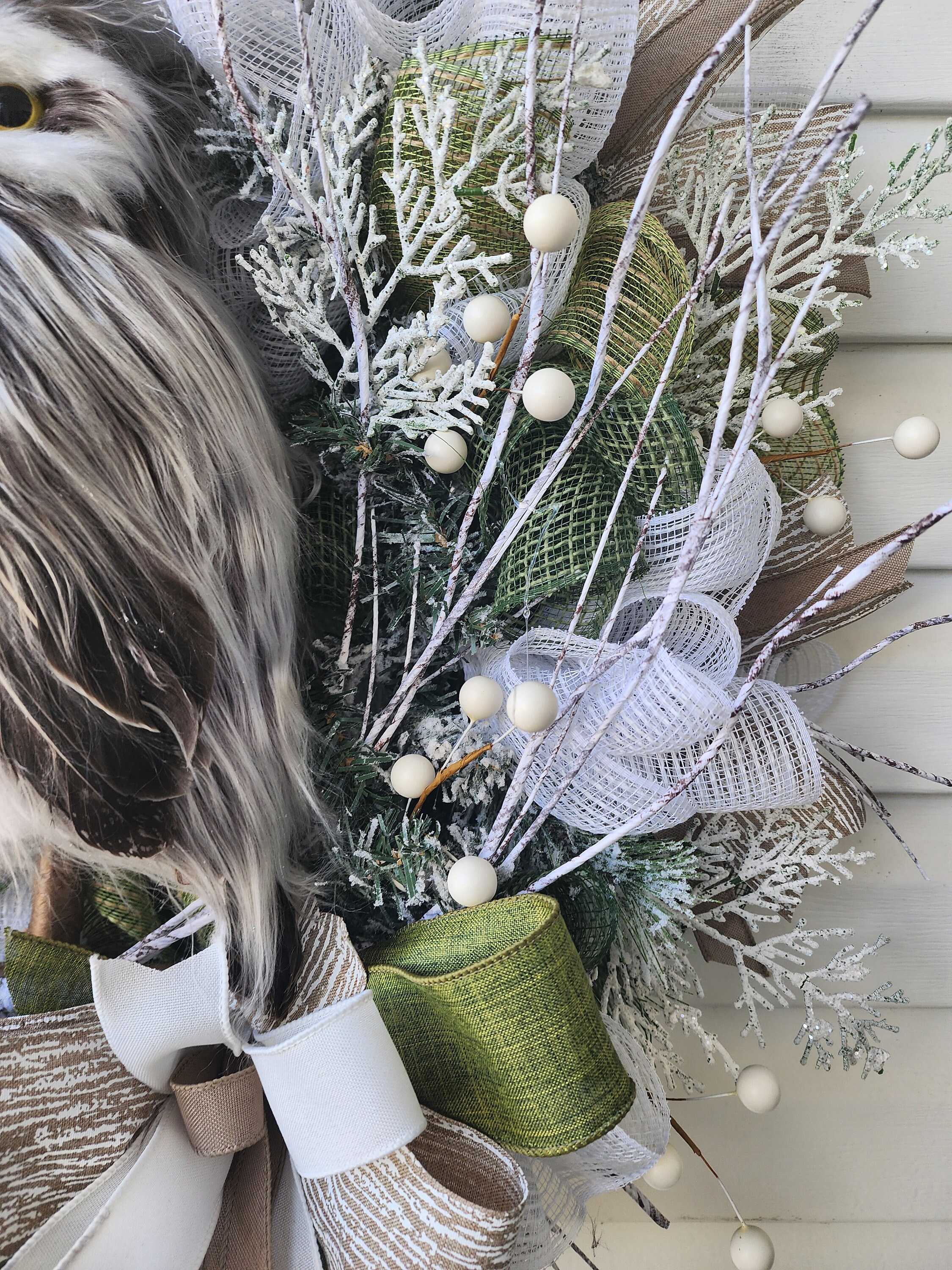 Christmas Winter Woodland Snow Owl Front Door Decor, Farmhouse Door ...