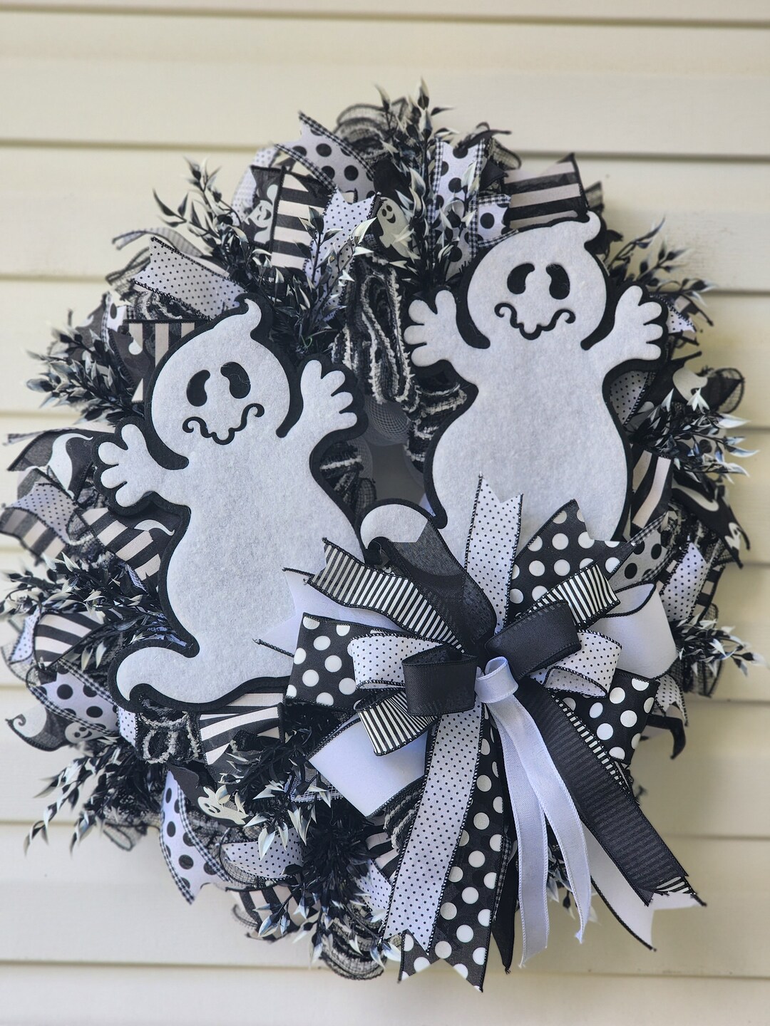 Halloween Ghost Door Hanger Wreath, Wall Hanging Front Door Decor - Etsy