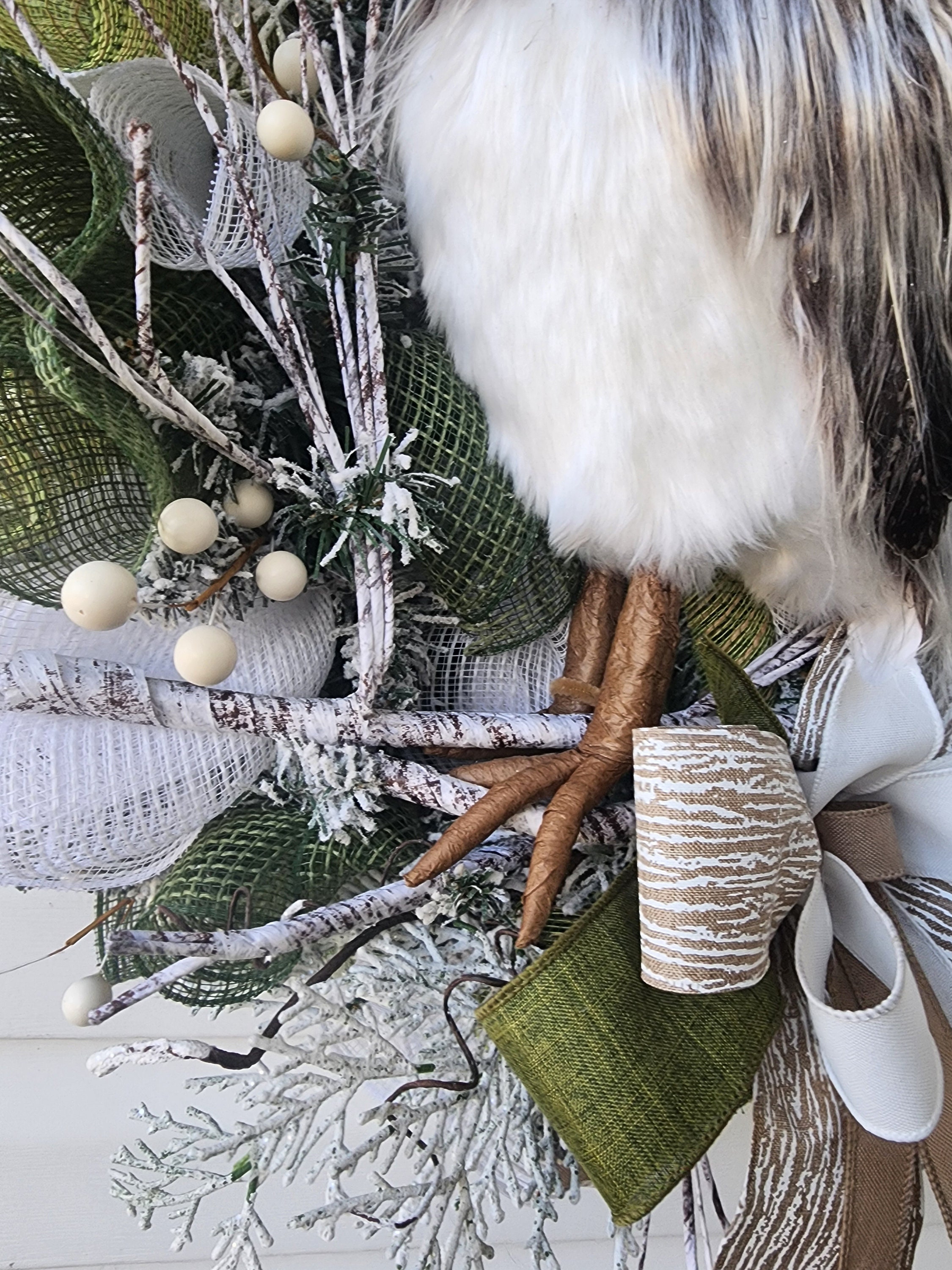 Christmas Winter Woodland Snow Owl Front Door Decor, Farmhouse Door ...