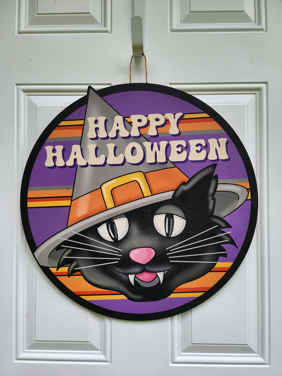Halloween Black Cat Door Hanger Wall Hanging, Front Door Outdoor Decor ...