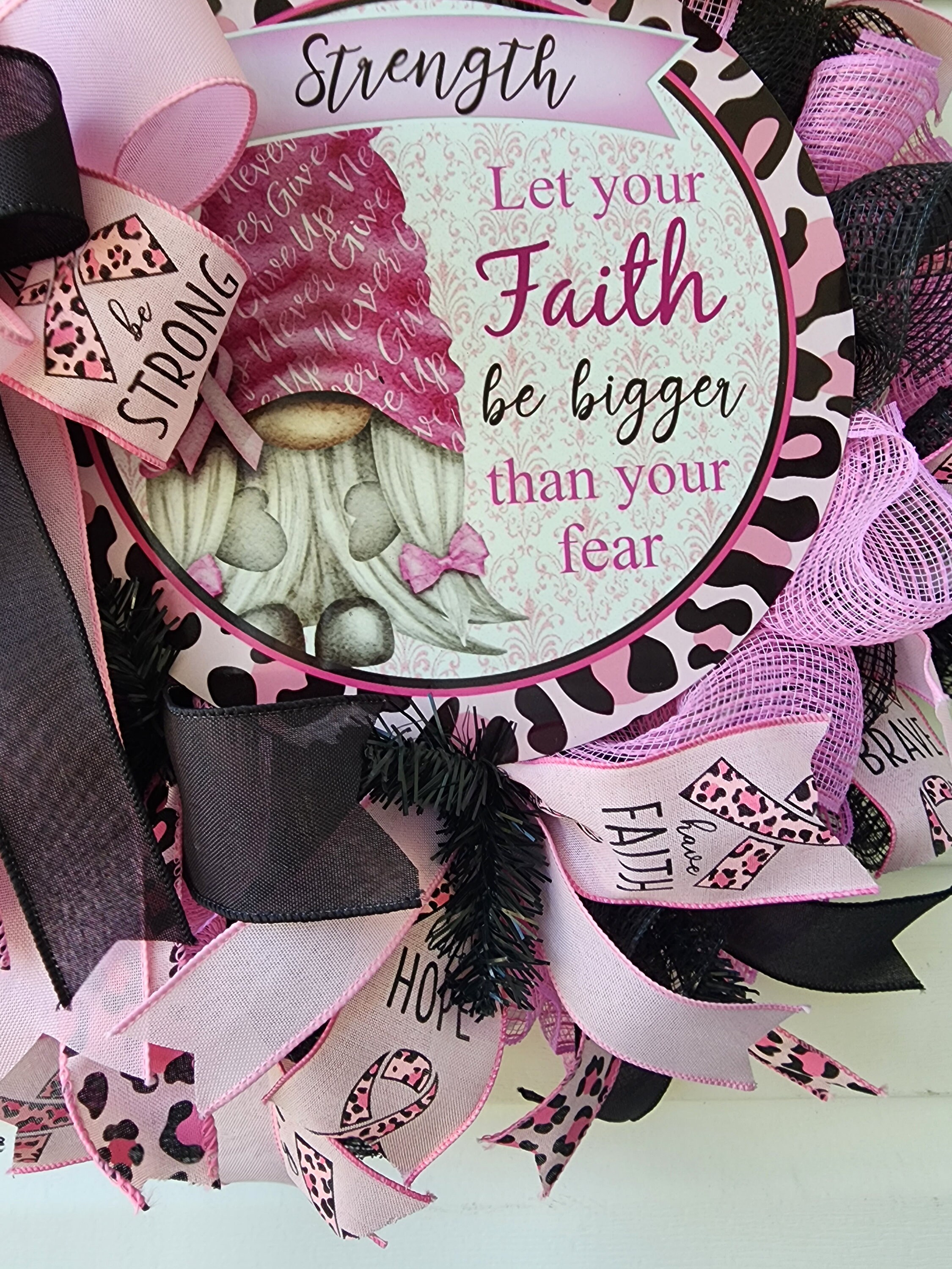 Breast Cancer Awareness Wreath, Pink Wreath Door Hanger Wall Hanging - Etsy