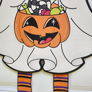 Halloween Ghost, Candy Corn, Trick or Treat Door Hanger, Wall Hanging ...