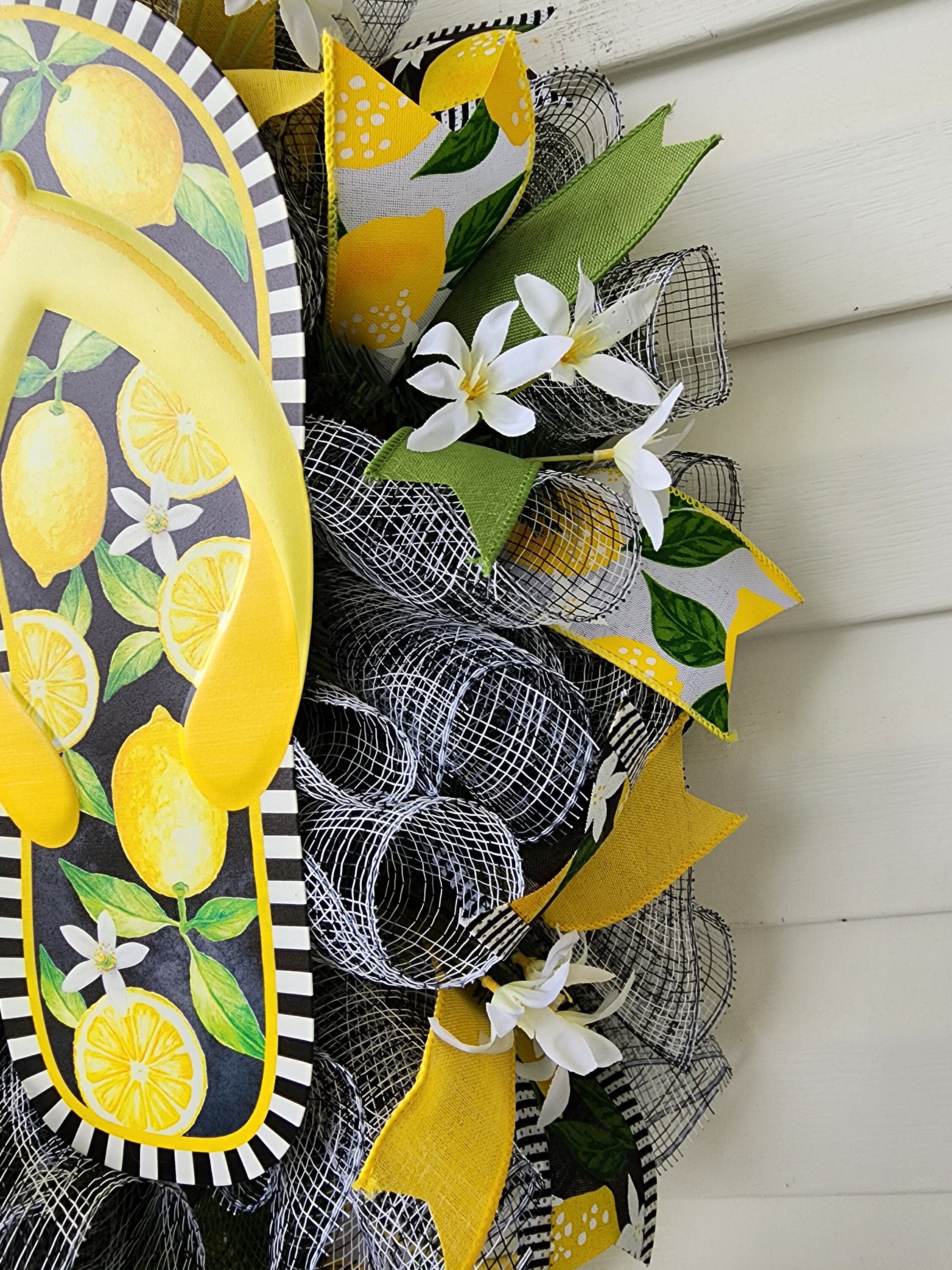 Lemon Flip Flop Summer Wreath Farmhouse Fruit Door Hanger - Etsy