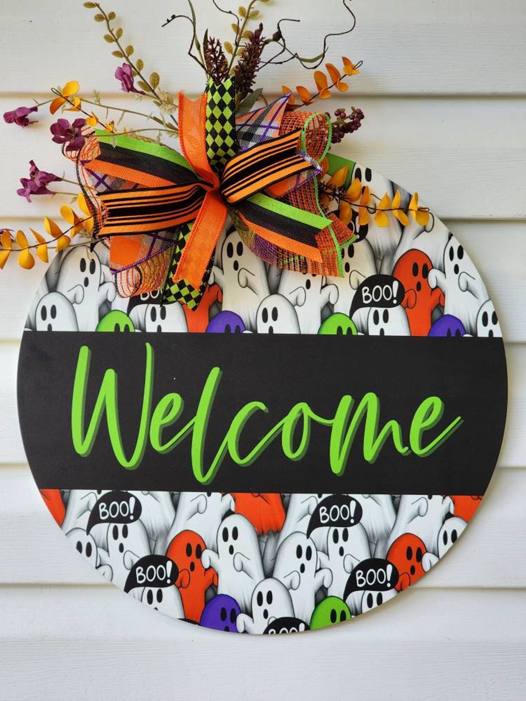 Halloween Ghost Door Hanger Wall Hanging, Front Door Outdoor Decor - Etsy