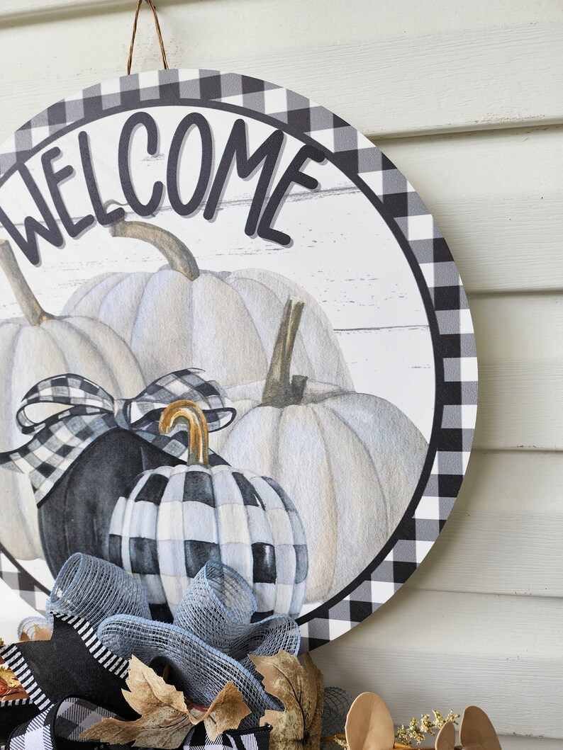 Fall Pumpkin Buffalo Check Autumn Door Hanger Wreath, Thanksgiving ...