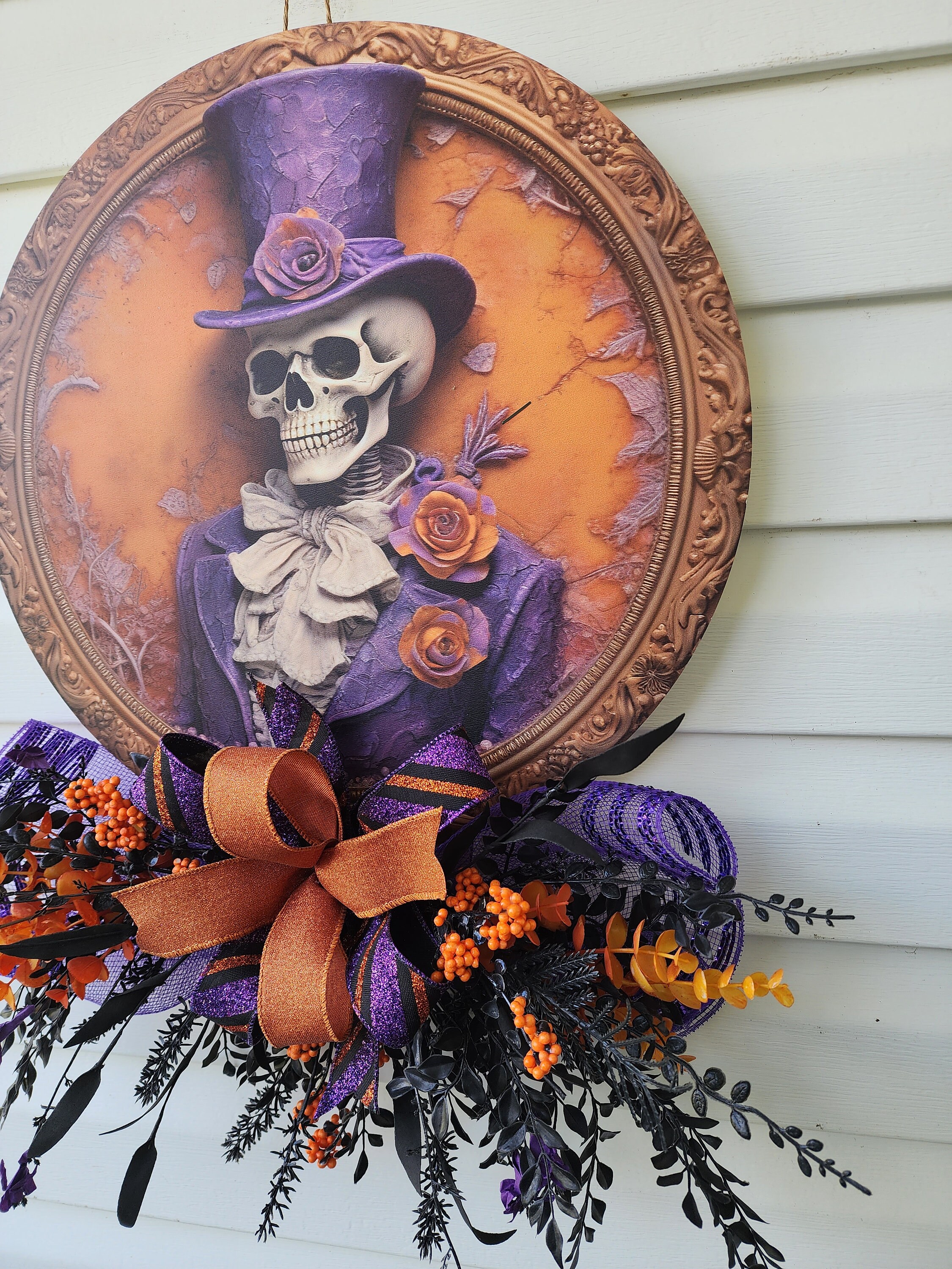 Halloween Skeleton Door Hanger Wall Hanging, Front Door Outdoor Decor ...