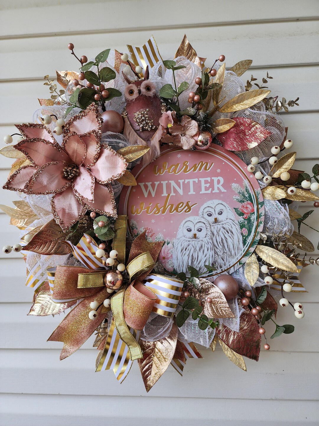 Christmas Winter Snow Owl Front Door Decor, Door Hanging Wall Hanger - Etsy