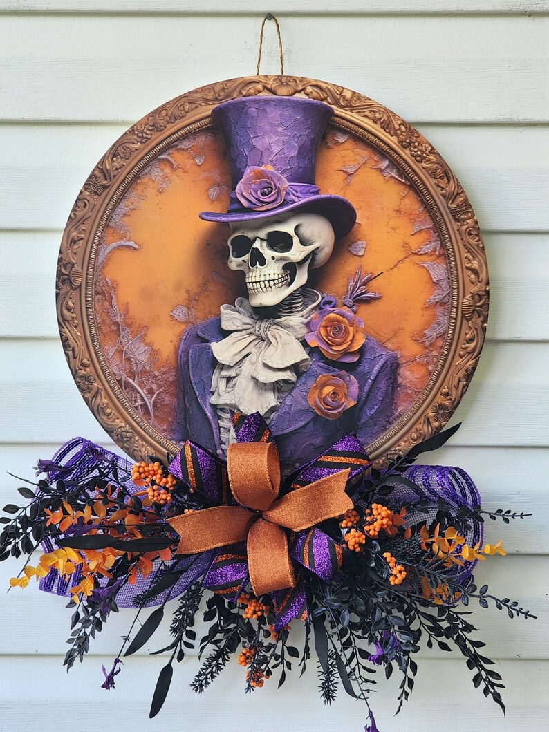 Halloween Skeleton Door Hanger Wall Hanging Front Door - Etsy