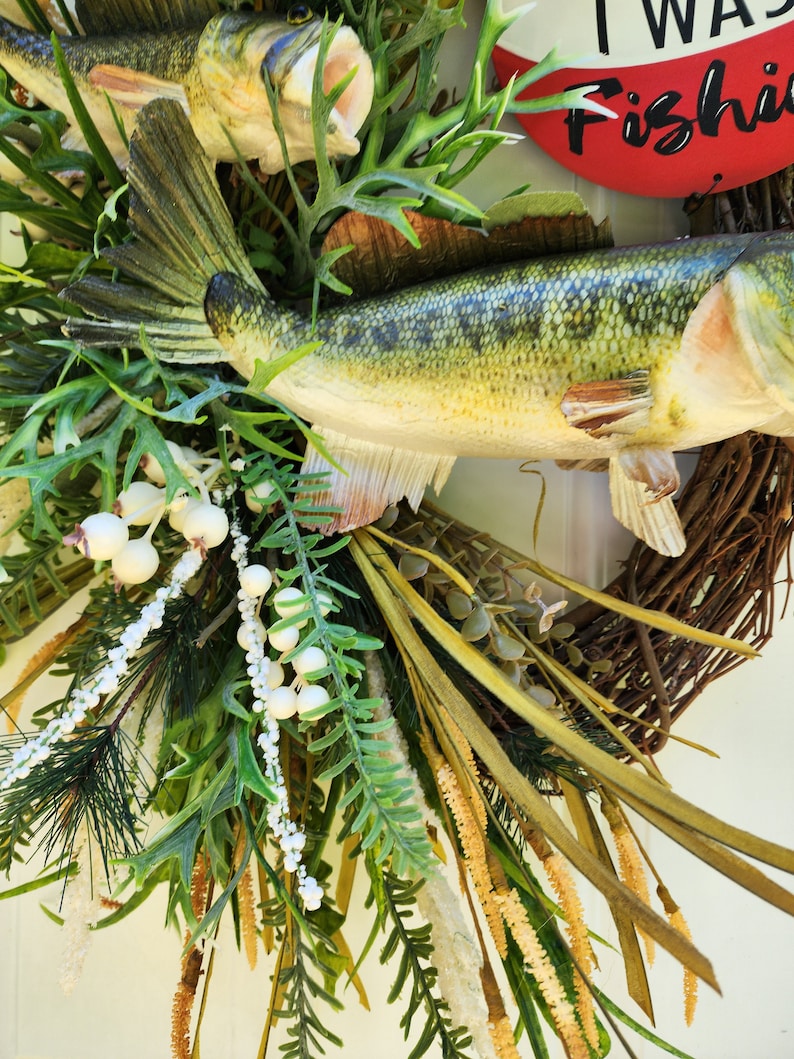 Fish Grapevine Wreath for Front Door, Everyday Summer Fishing Decor ...
