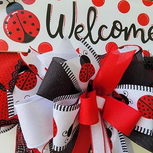 Lady Bug Summer Welcome Wreath, Lady Bug Front Door Hanger, Front Door ...