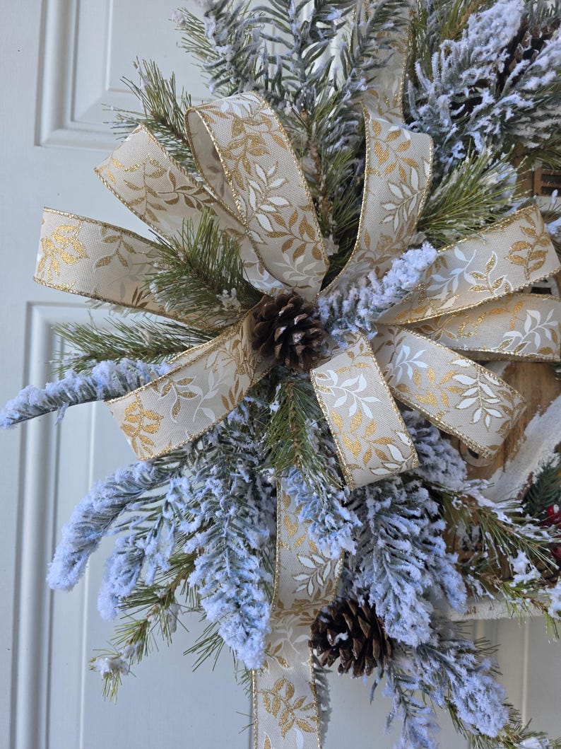 Christmas Winter Lighted Village House Grapevine Wreath, Floral Door ...