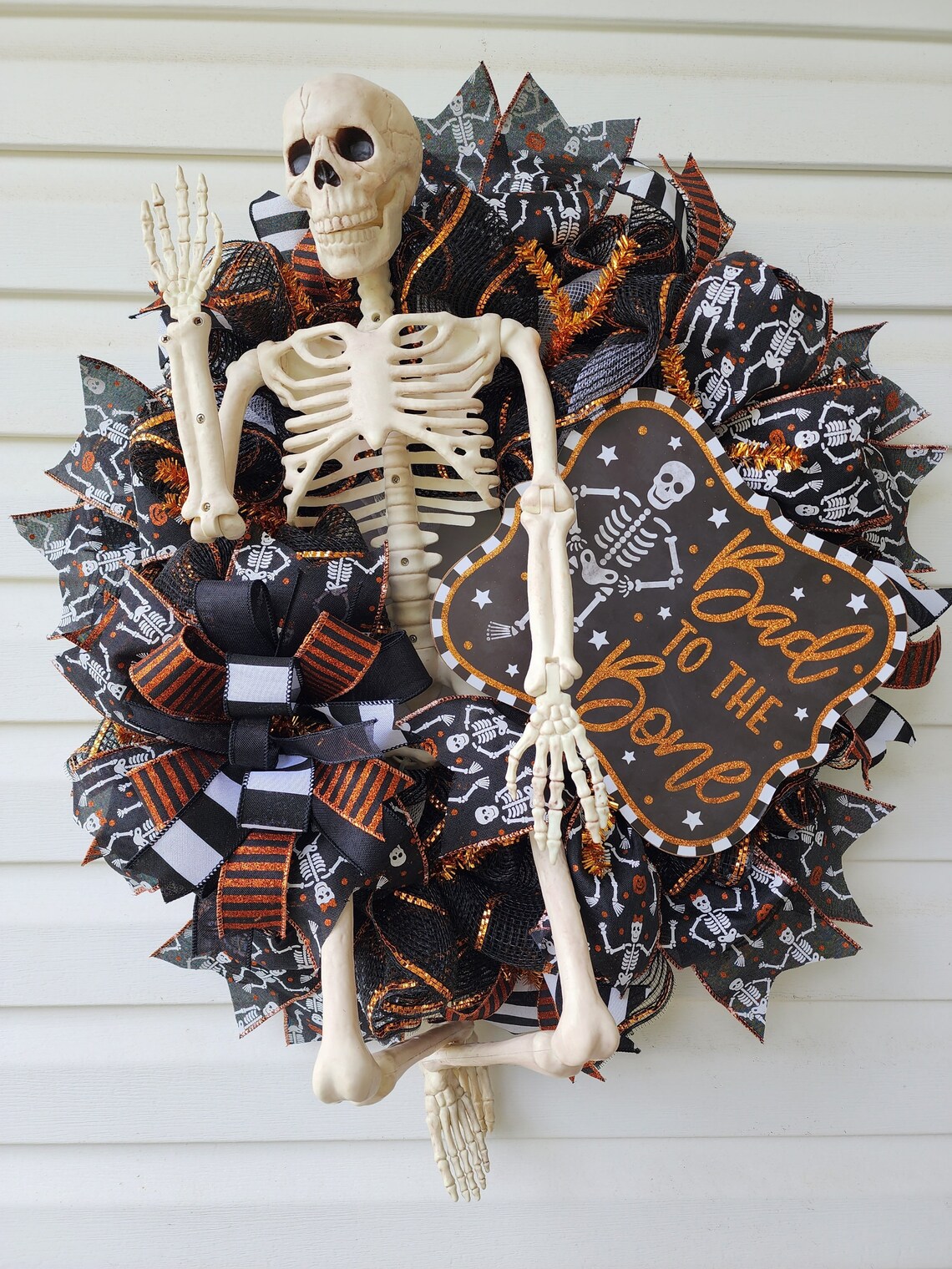 Halloween Wreath Skeleton Wreath Front Door Decor Wreath - Etsy
