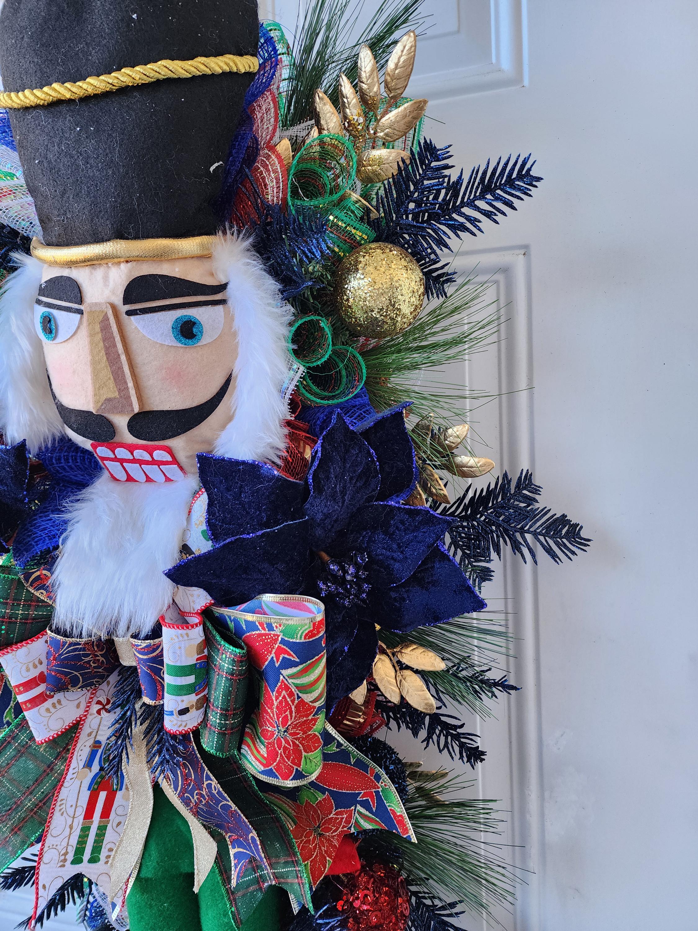 Christmas Nutcracker Large Whimsical Front Door Decor Swag, Door Hanger ...