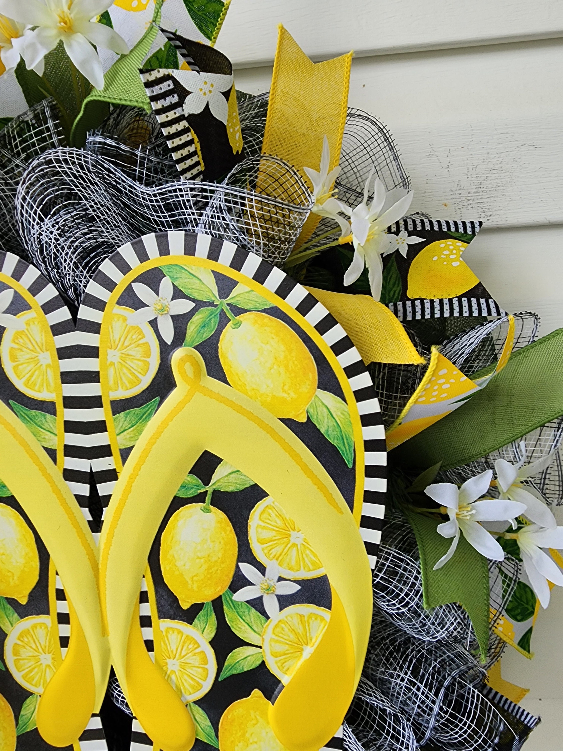 Lemon Flip Flop Summer Wreath Farmhouse Fruit Door Hanger - Etsy