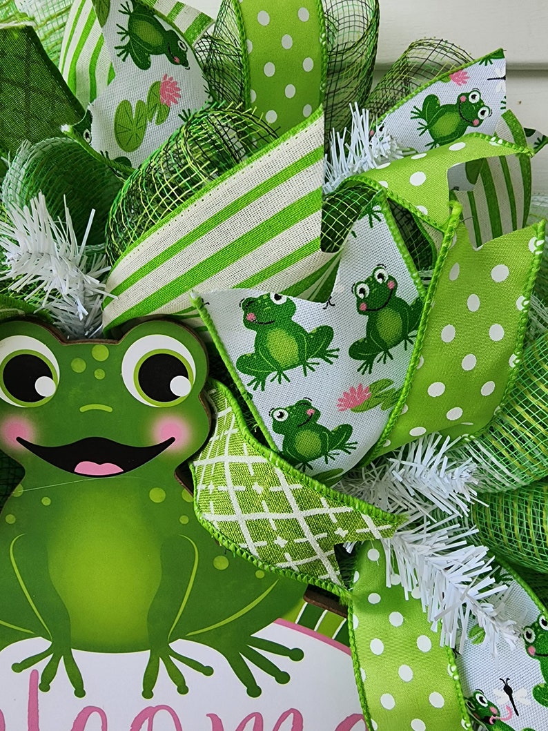 Frog Welcome Green Summer Farmhouse Door Hanger Wall Hanging - Etsy