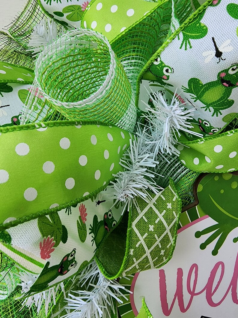 Frog Welcome Green Summer Farmhouse Door Hanger Wall Hanging - Etsy