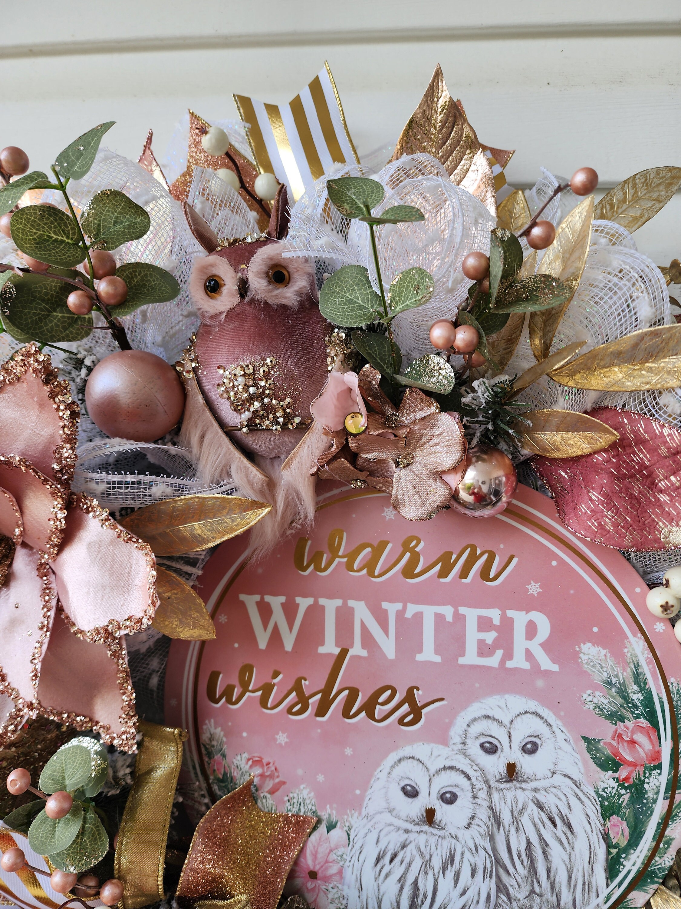 Christmas Winter Snow Owl Front Door Decor, Door Hanging Wall Hanger - Etsy